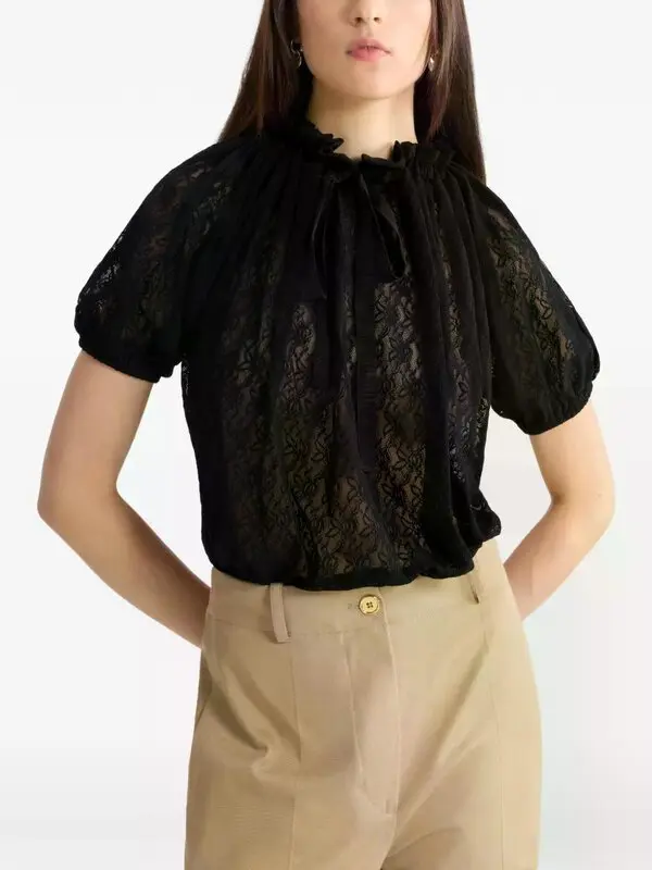 PATOU Lace-detail Blouse - Black