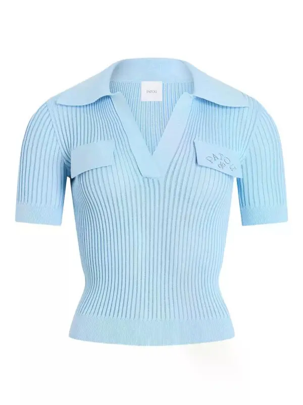 PATOU Embroidered-logo Top - Blue