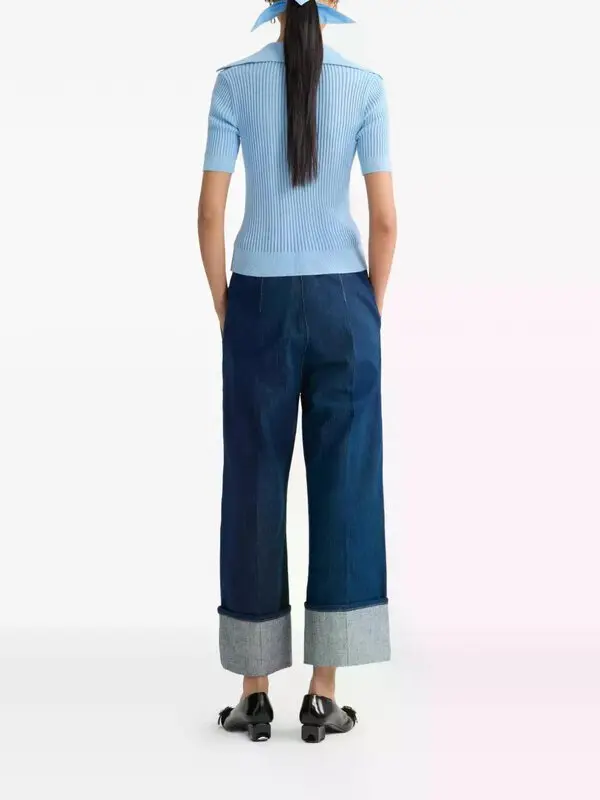 PATOU Embroidered-logo Top - Blue