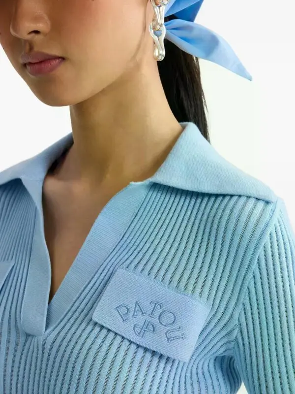 PATOU Embroidered-logo Top - Blue
