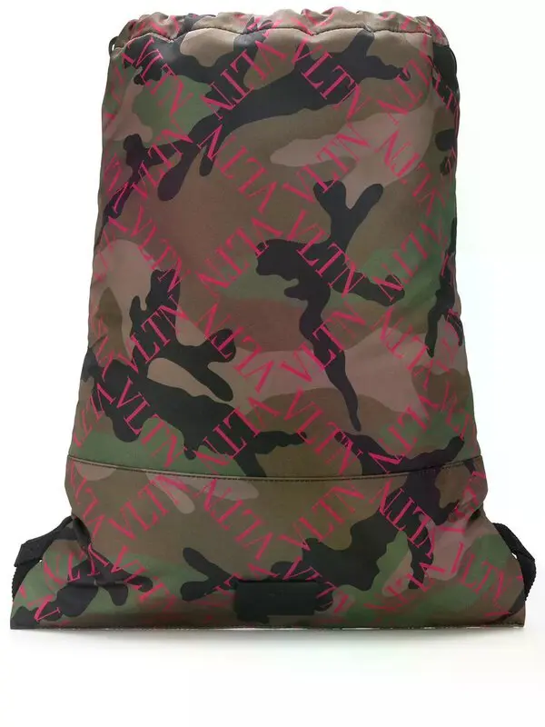 Valentino Garavani Camouflage Drawstring Backpack - Green