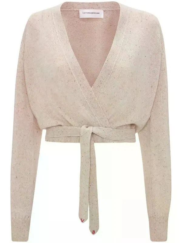Victoria Beckham Wrap-front Cashmere Cardigan - Neutrals