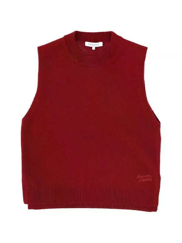 Maison Kitsuné Crew-neck Knitted Vest - Red