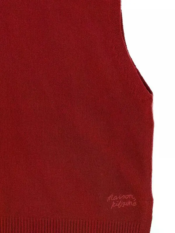 Maison Kitsuné Crew-neck Knitted Vest - Red