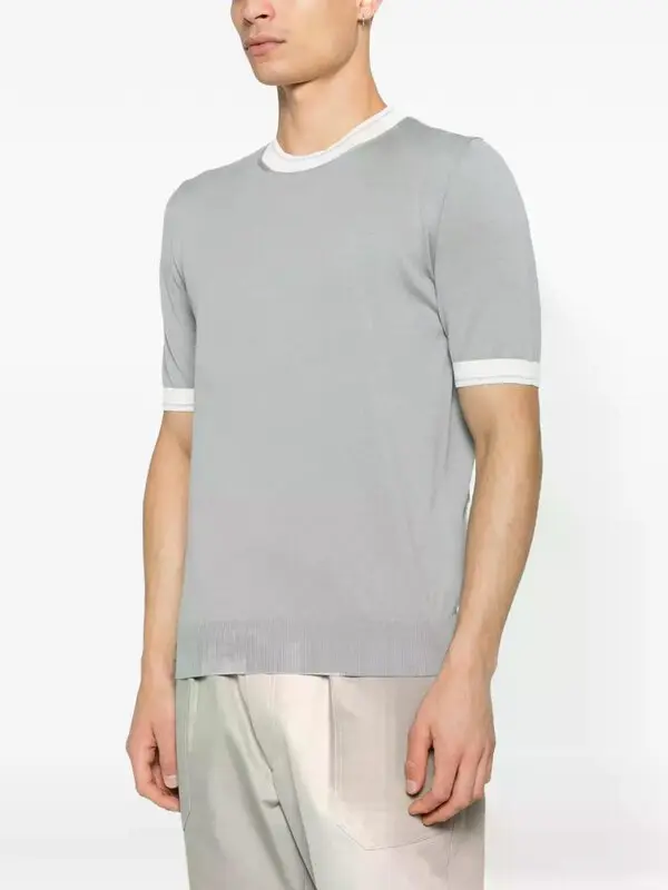 Eleventy Contrast-trim T-shirt - Blue