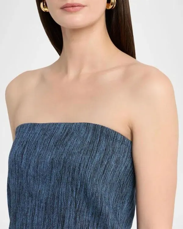 MARRAKSHI LIFE Handwoven Corset Top - Blue Chambray