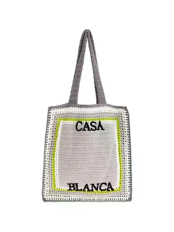 Casablanca Logo Crocheted Tote Bag - Grey