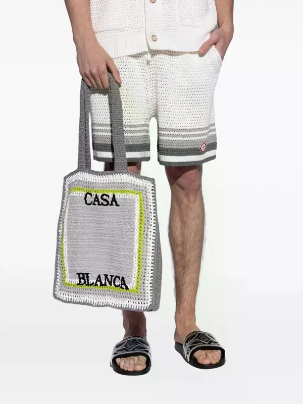 Casablanca Logo Crocheted Tote Bag - Grey
