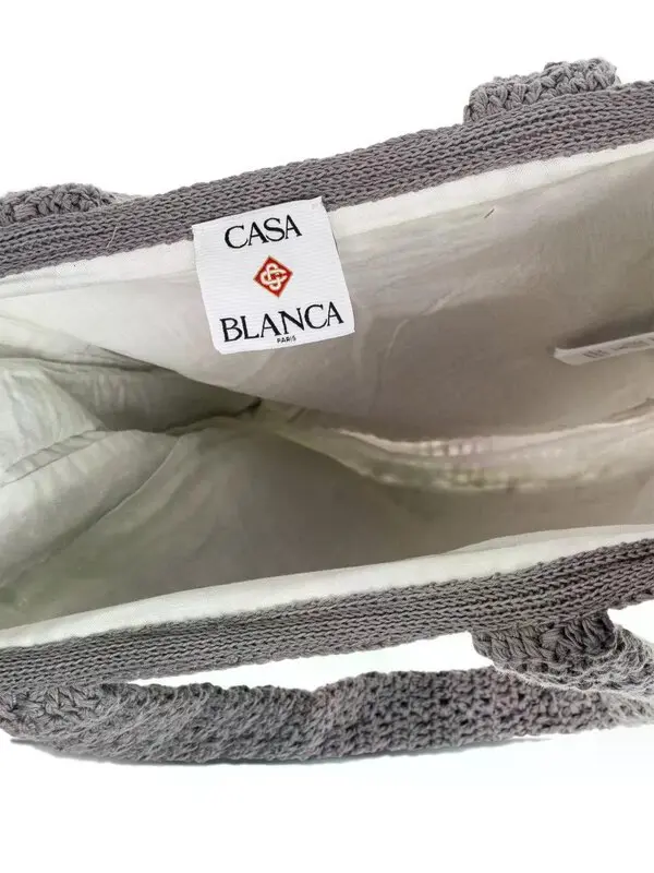 Casablanca Logo Crocheted Tote Bag - Grey