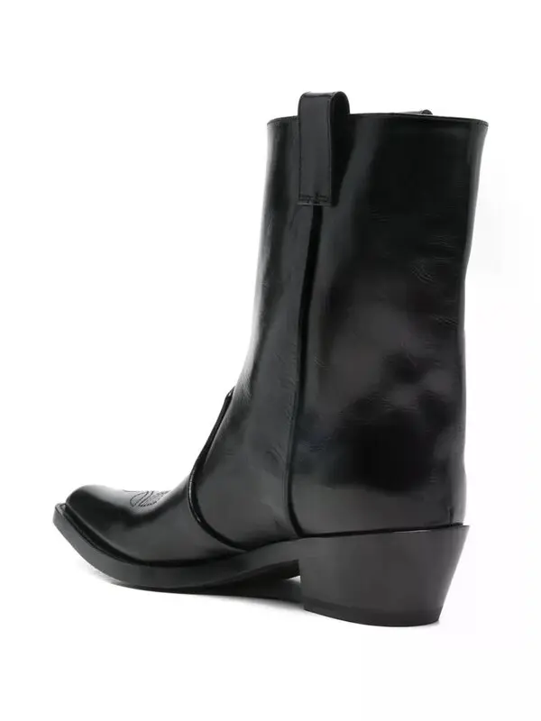 Khaite Pointed Toe Western Boots - Black
