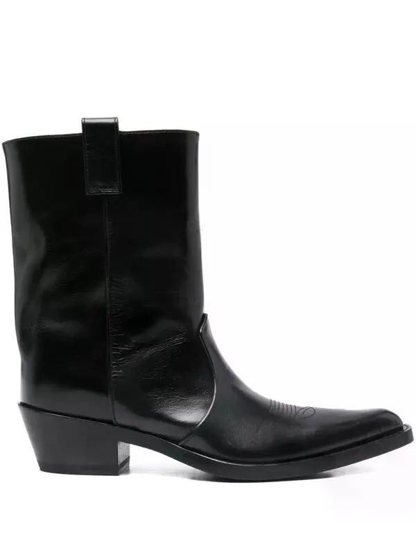Khaite Pointed Toe Western Boots - Black