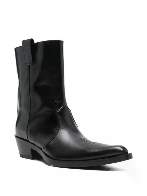 Khaite Pointed Toe Western Boots - Black