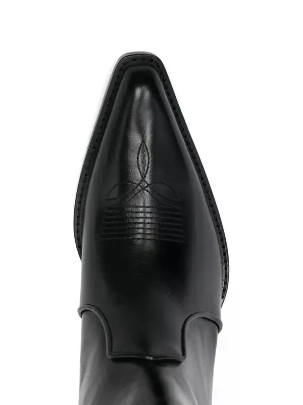 Khaite Pointed Toe Western Boots - Black