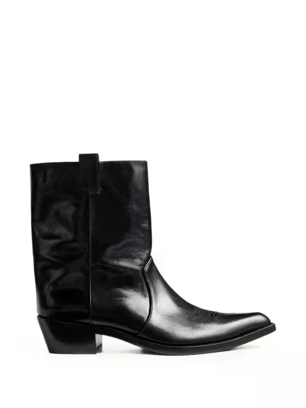 Khaite Pointed Toe Western Boots - Black