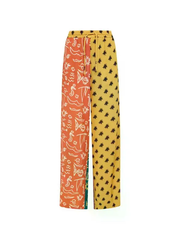 DONDE ESTEBAN Colour-block Printed Trousers - Yellow