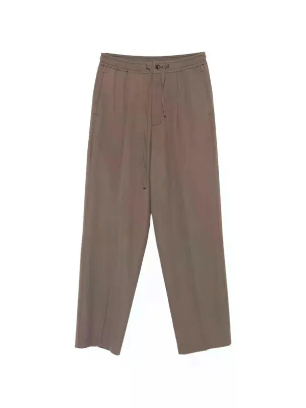 Attachment Drawstring Pleated Trousers - Brown