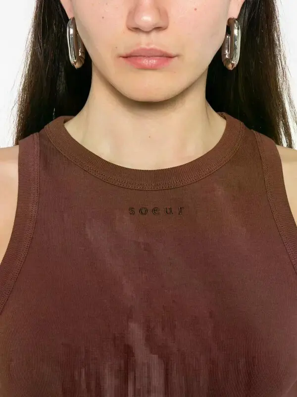 Soeur Dolly Round-neck Top - Brown