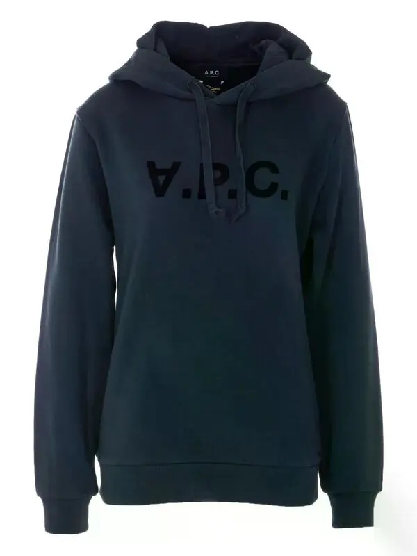 A.p.c. Velvet Logo Hoodie - Blue
