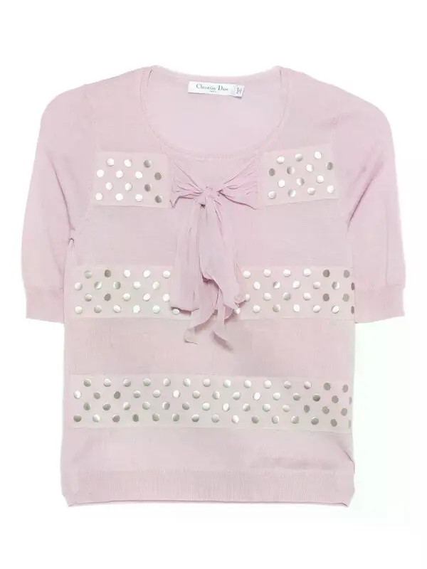 Dior 2000s Bow-embellishment T-shirt - Pink