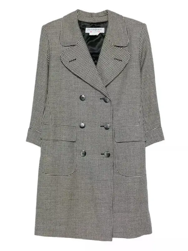 Saint Laurent 1990 Houndstooth-pattern Double-breasted Coat