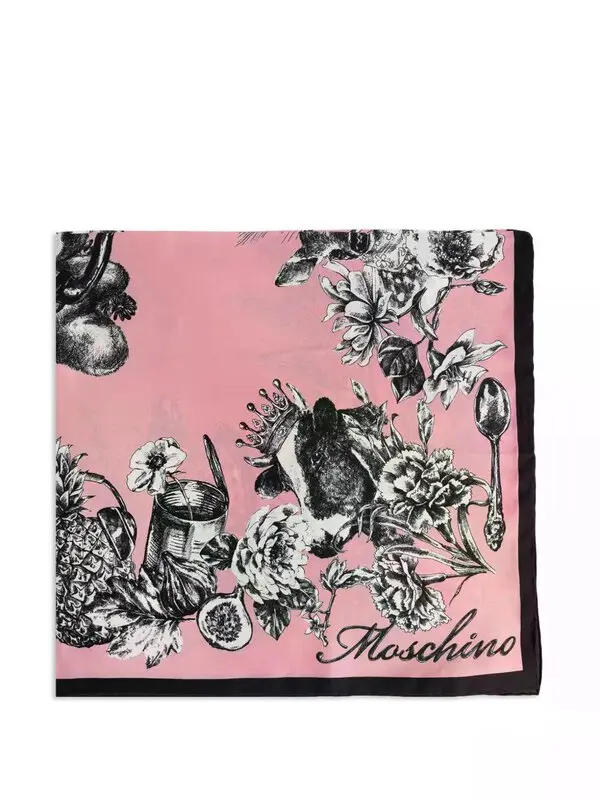 Moschino Floral-print Silk Scarf - Pink