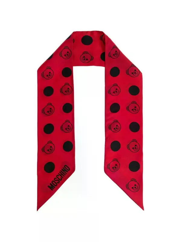 Moschino Polka-dot Teddy Silk Scarf - Red
