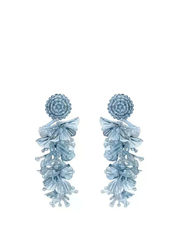 Oscar De La Renta Sequin-embellished Floral Drop Earrings - Blue