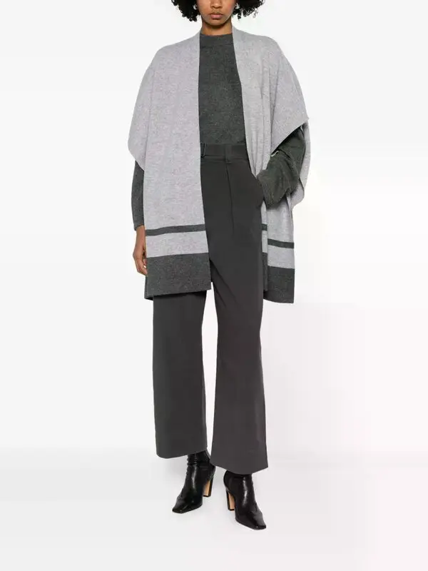 Max Mara Stripe Detail V-neck Cape - Grey