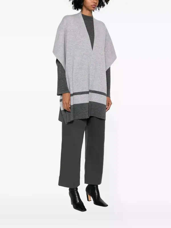 Max Mara Stripe Detail V-neck Cape - Grey