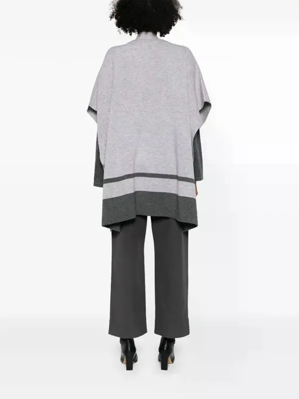 Max Mara Stripe Detail V-neck Cape - Grey
