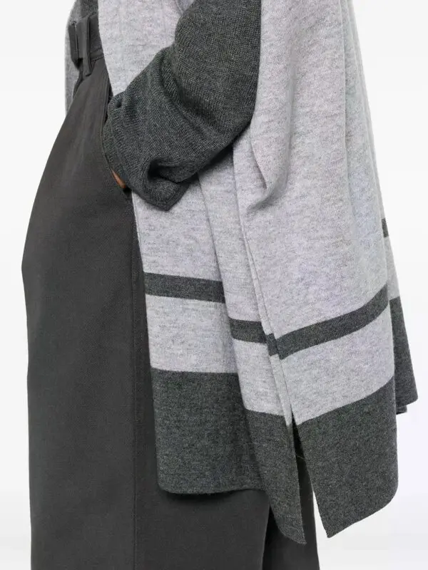 Max Mara Stripe Detail V-neck Cape - Grey