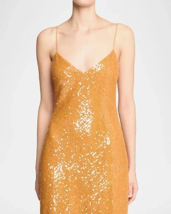 Halston Glora Sleeveless Sequin A-line Gown