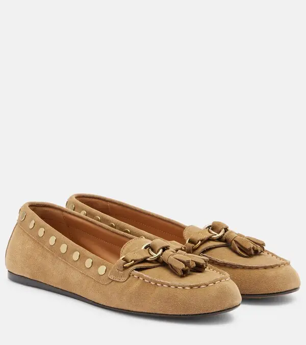 Isabel Marant Faxel Studded Suede Loafers - Beige