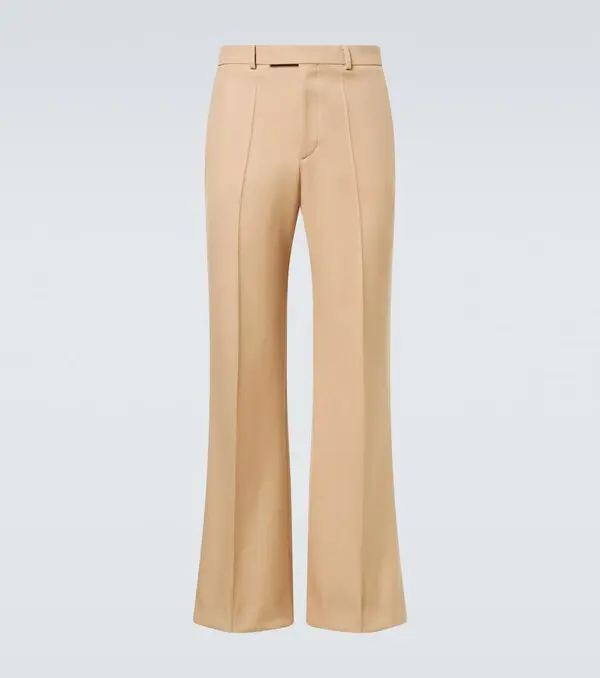 Valentino Garavani Virgin Wool Gabardine Flared Pants - Beige