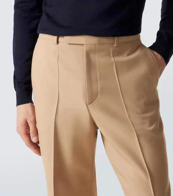 Valentino Garavani Virgin Wool Gabardine Flared Pants - Beige