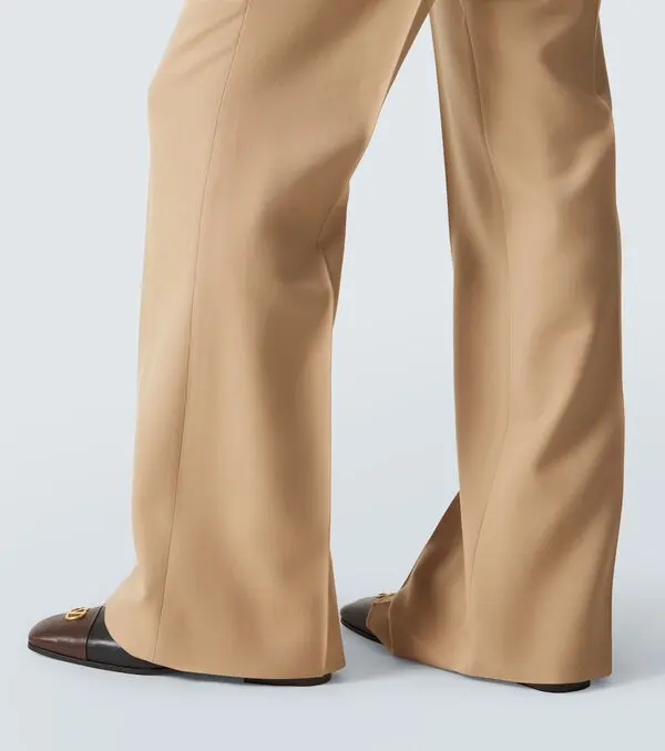 Valentino Garavani Virgin Wool Gabardine Flared Pants - Beige