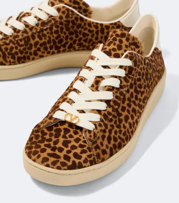 Valentino Garavani Royco Leopard-print Calf Hair Sneakers - Brown