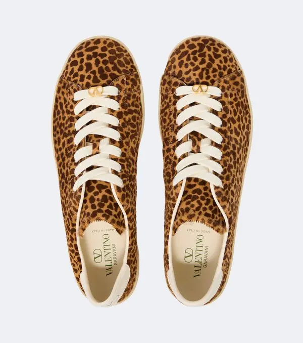 Valentino Garavani Royco Leopard-print Calf Hair Sneakers - Brown