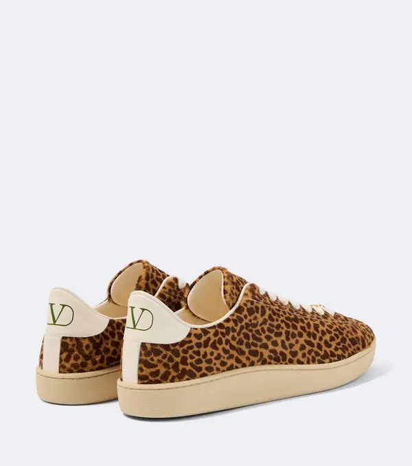 Valentino Garavani Royco Leopard-print Calf Hair Sneakers - Brown