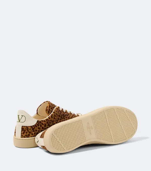Valentino Garavani Royco Leopard-print Calf Hair Sneakers - Brown