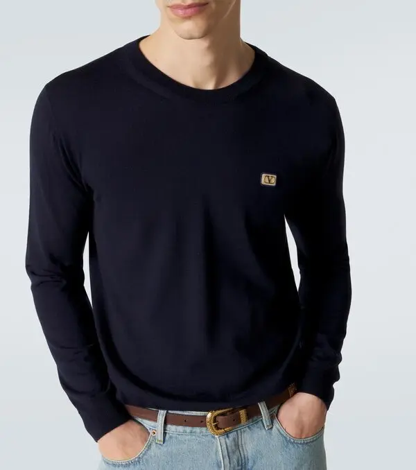 Valentino Garavani Vlogo Virgin Wool Sweater - Blue