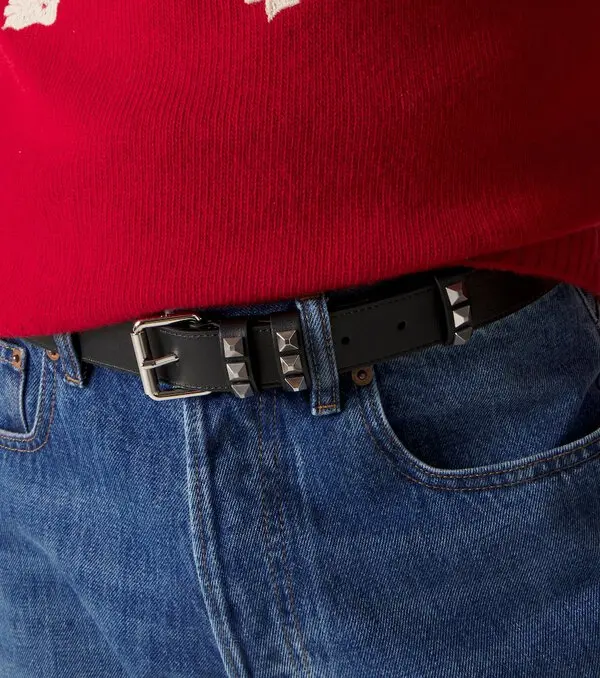 Valentino Garavani Rockstud Leather Belt - Black