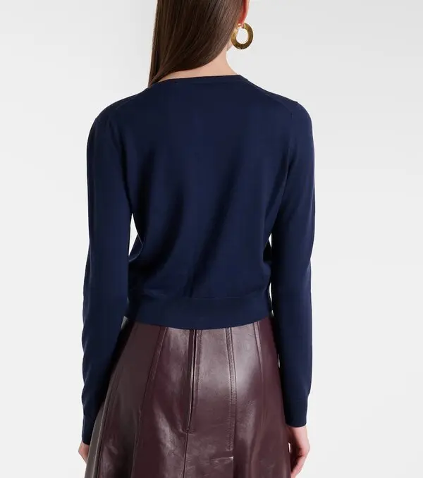 Carolina Herrera Cropped Wool Cardigan - Blue
