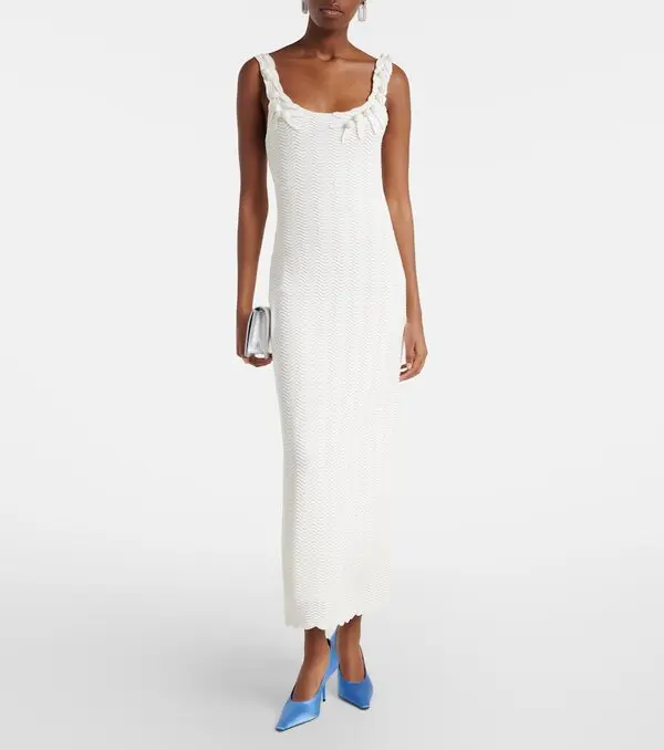 Carolina Herrera Knitted Scalloped Midi Dress
