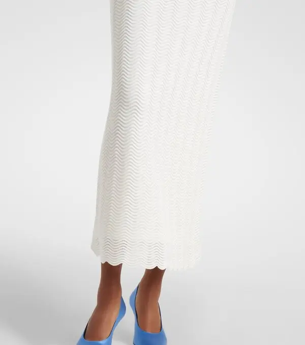 Carolina Herrera Knitted Scalloped Midi Dress