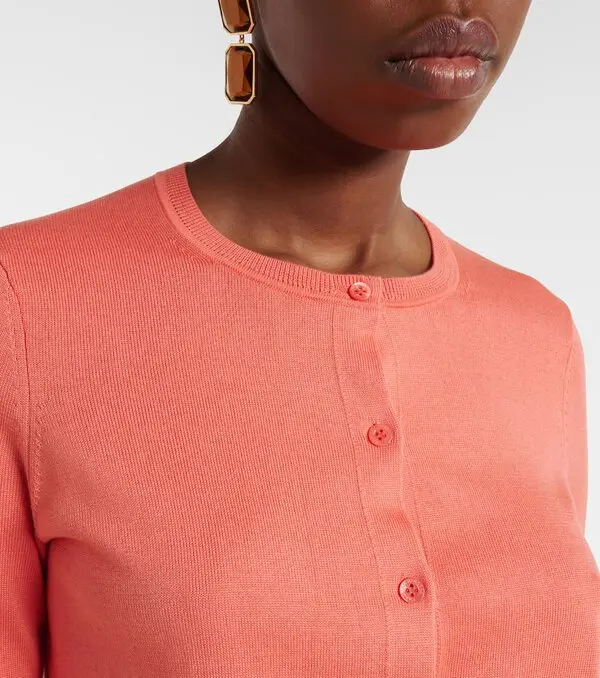Carolina Herrera Cropped Silk And Cotton Cardigan - Pink