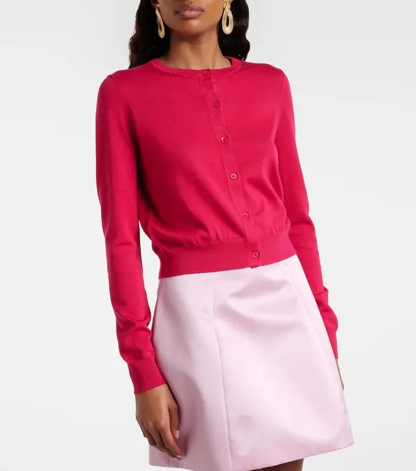 Carolina Herrera Cropped Silk And Cotton Cardigan - Pink