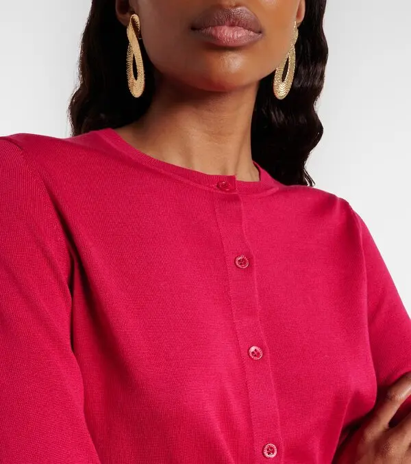 Carolina Herrera Cropped Silk And Cotton Cardigan - Pink