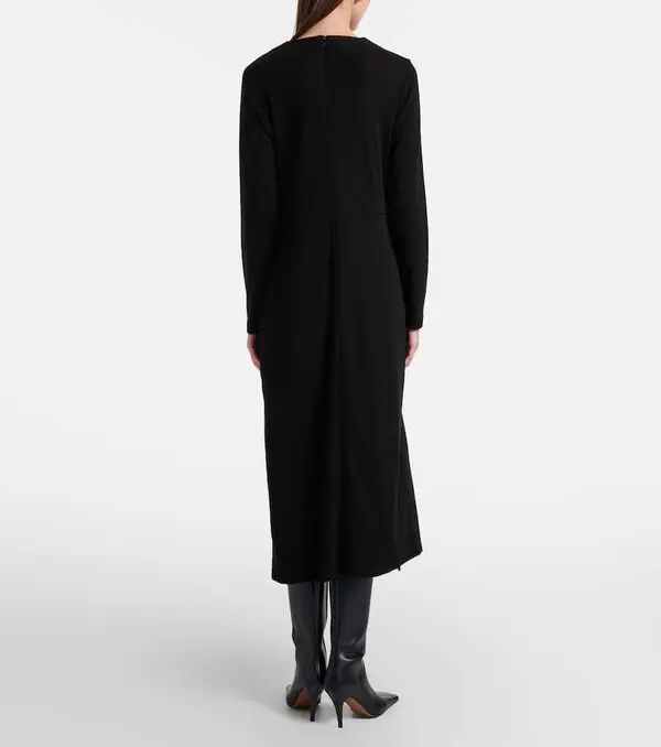 Vince Draped Wool-blend Midi Dress - Black