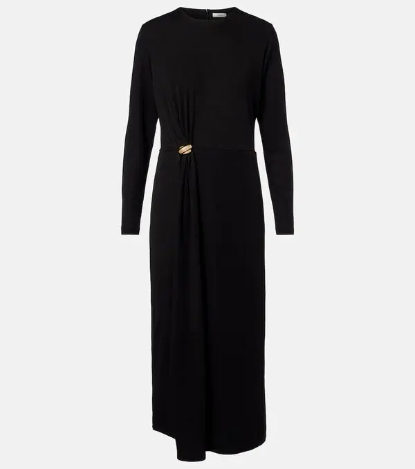 Vince Draped Wool-blend Midi Dress - Black